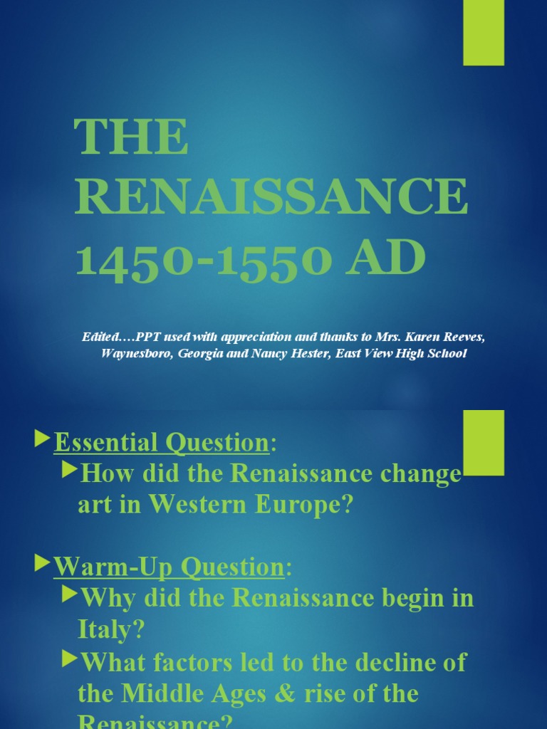THE Renaissance 1450-1550 AD | PDF | Renaissance | Michelangelo