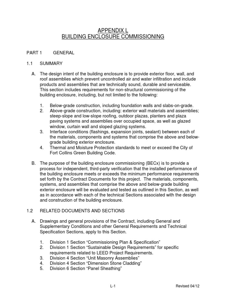 Building Enclosure Commissioning Guide | PDF | Specification (Technical ...