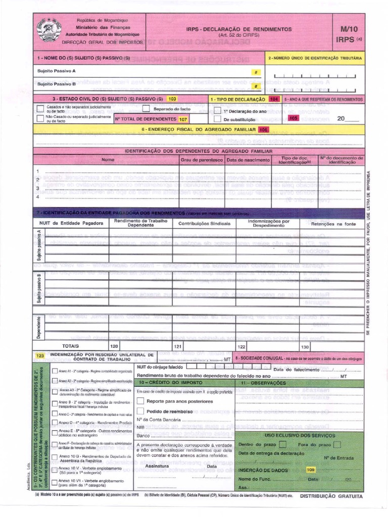 M10 IRPS (A) - Declaracao de Rendimentos | PDF | Business
