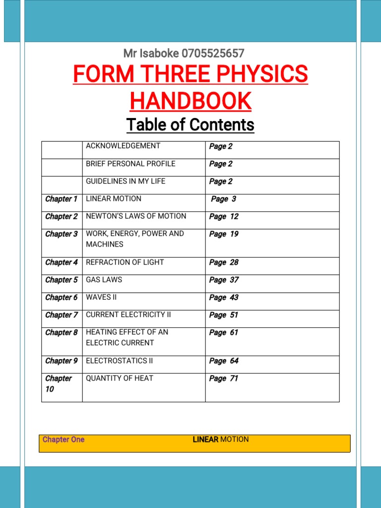 Form Three Physics Handbook | PDF | Nature