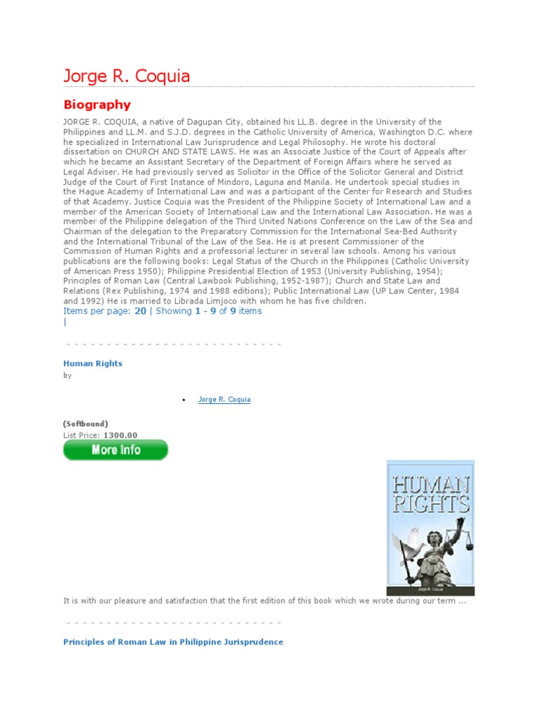 Jorge R. Coquia: Biography | PDF | Public Law | Public Sphere