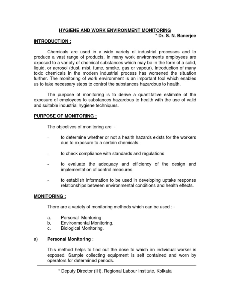 Workplace Environment Monitoring Guide | PDF | Environmental Monitoring ...