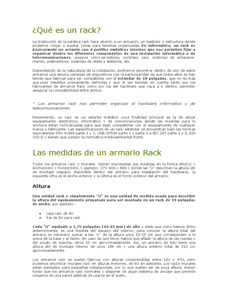 Qué Es Un Rack PDF | PDF | Electrónica | Equipo