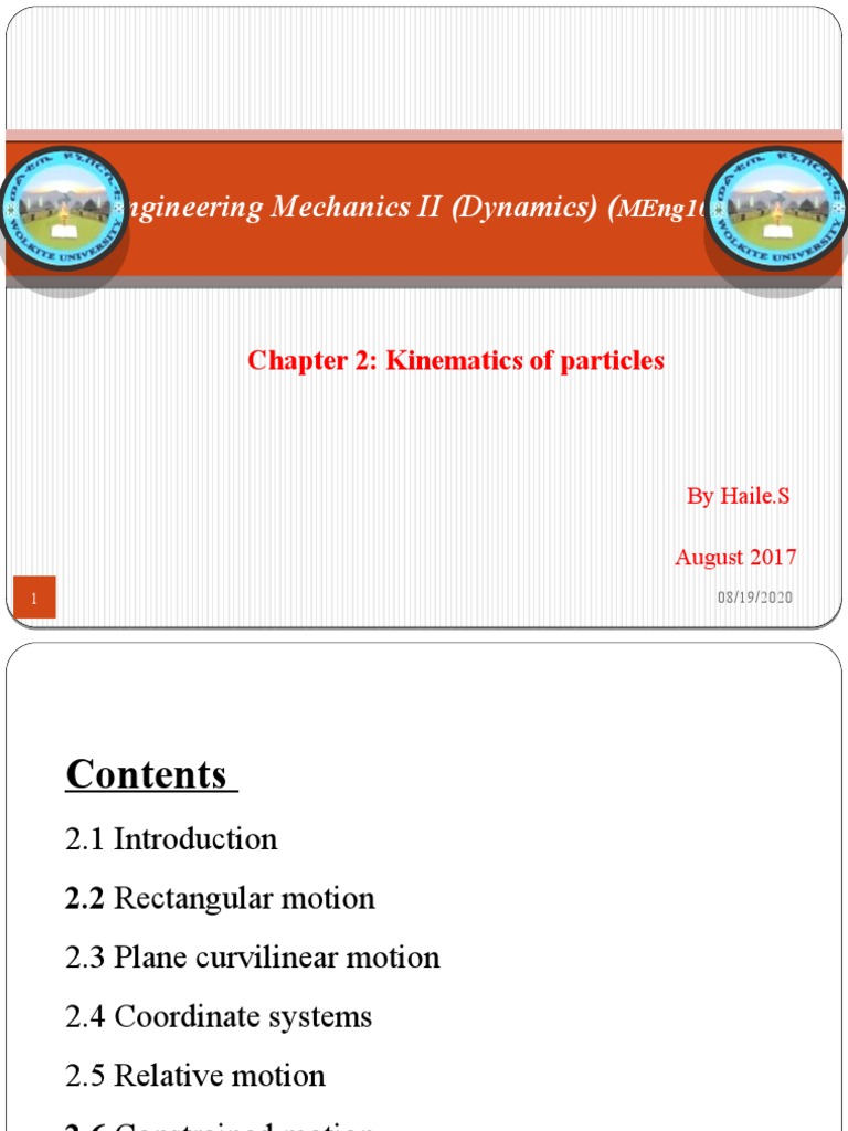 Engineering Mechanics II (Dynamics) (MEng1042. CH 2 | PDF | Velocity ...