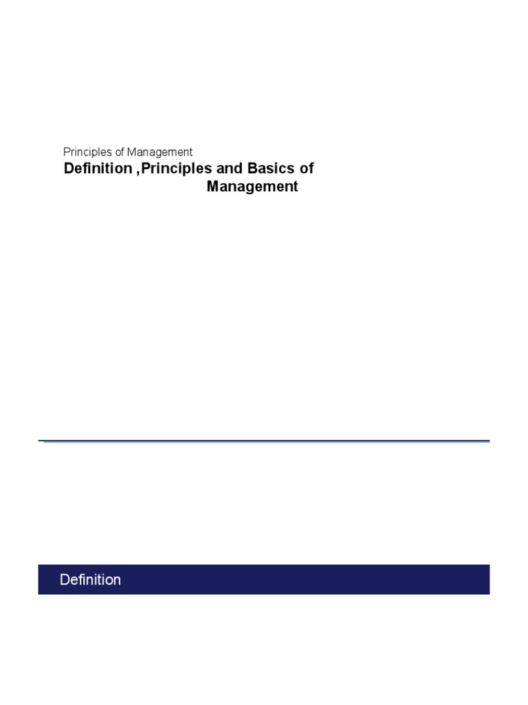 Definition, Principles and Basics of Management | PDF | Leadership | Goal