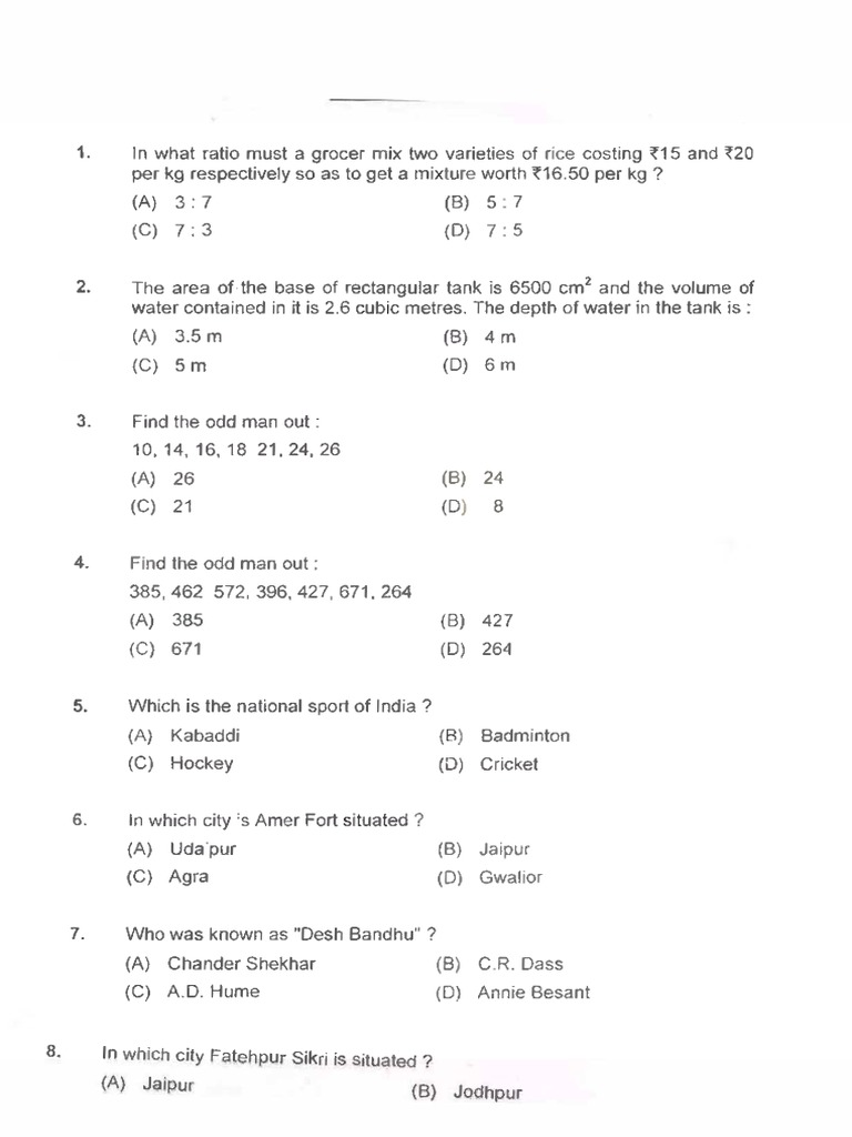Math and General Knowledge Quiz | PDF | Sports | Leisure