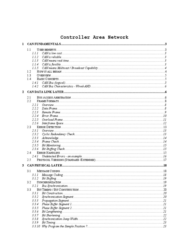Controller Area Network: SER Benefits | PDF | Error Detection And ...