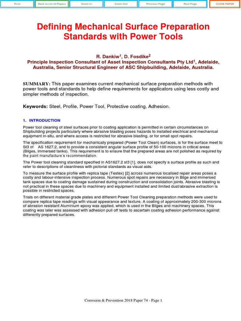 Defining Mechanical Surface Preparation Standards With Power Tools ...