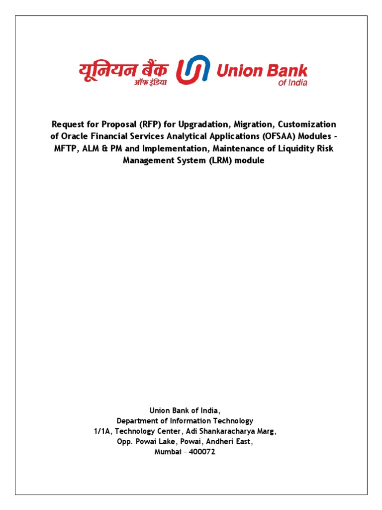 UBI - RFP Customization of Oracle Financial Services Analytical ...
