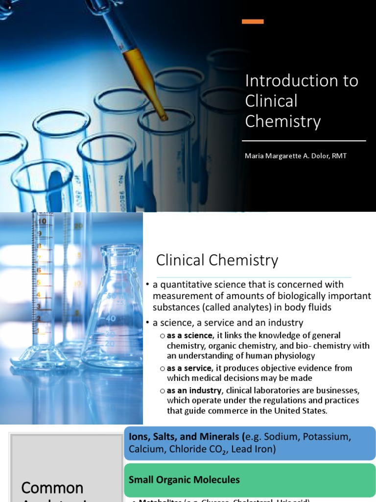 Week 1 Introduction To Clinical Chemistry | PDF | Medical Laboratory ...