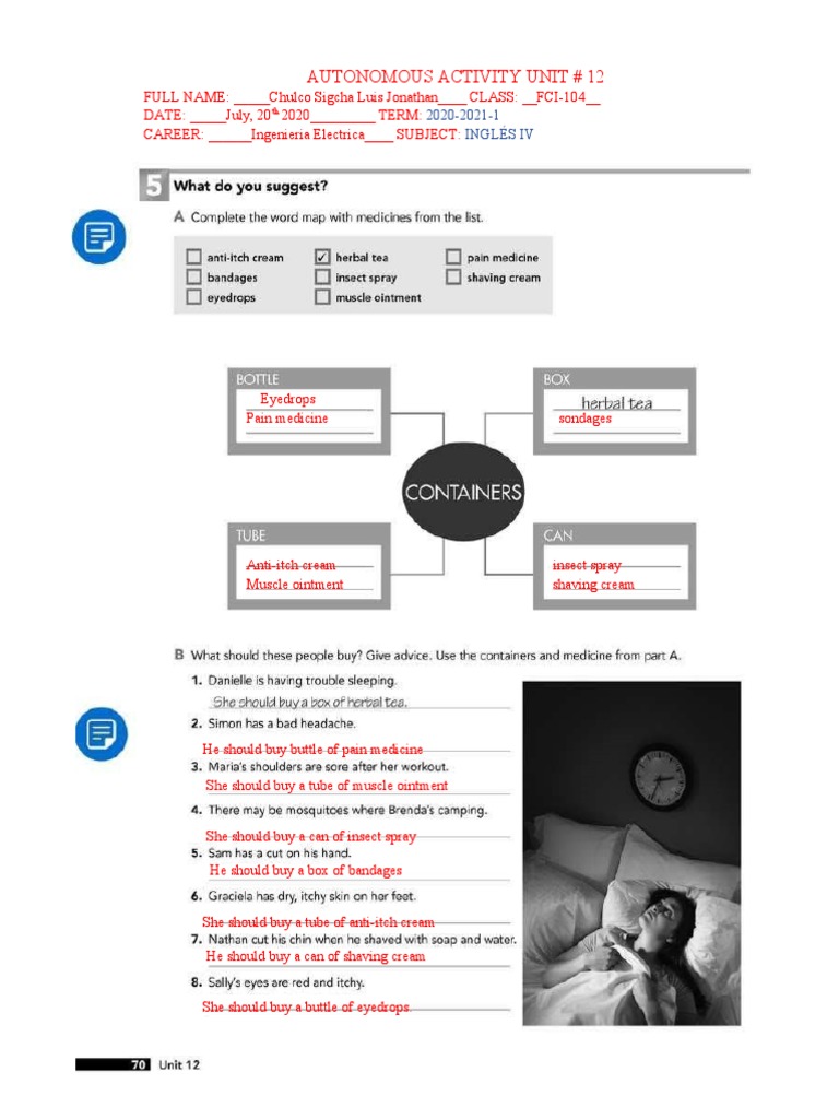 Autonomous Activity Unit # 12: 2020-2021-1 Inglés Iv | PDF