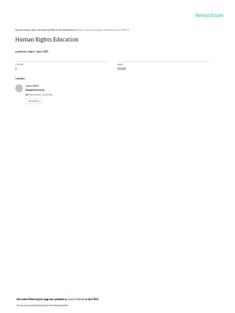 Human Rights Education: March 2007 | Download Free PDF | Human Rights ...