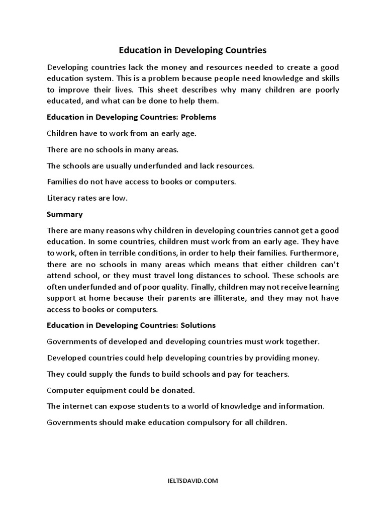 Developing Countries Education Access Issues | PDF | Literacy ...