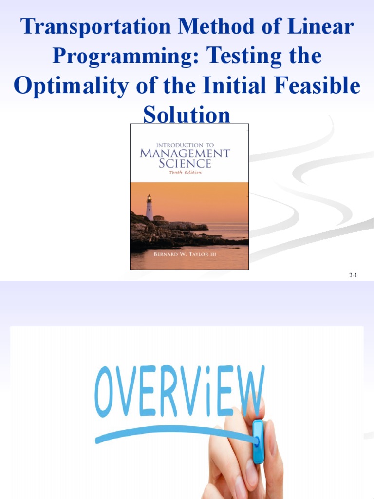 Testing The Optimality of The Initial Feasible Solution: Transportation ...