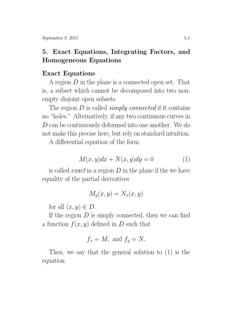 Methods for Solving Exact, Non-Exact, and Homogeneous Differential ...