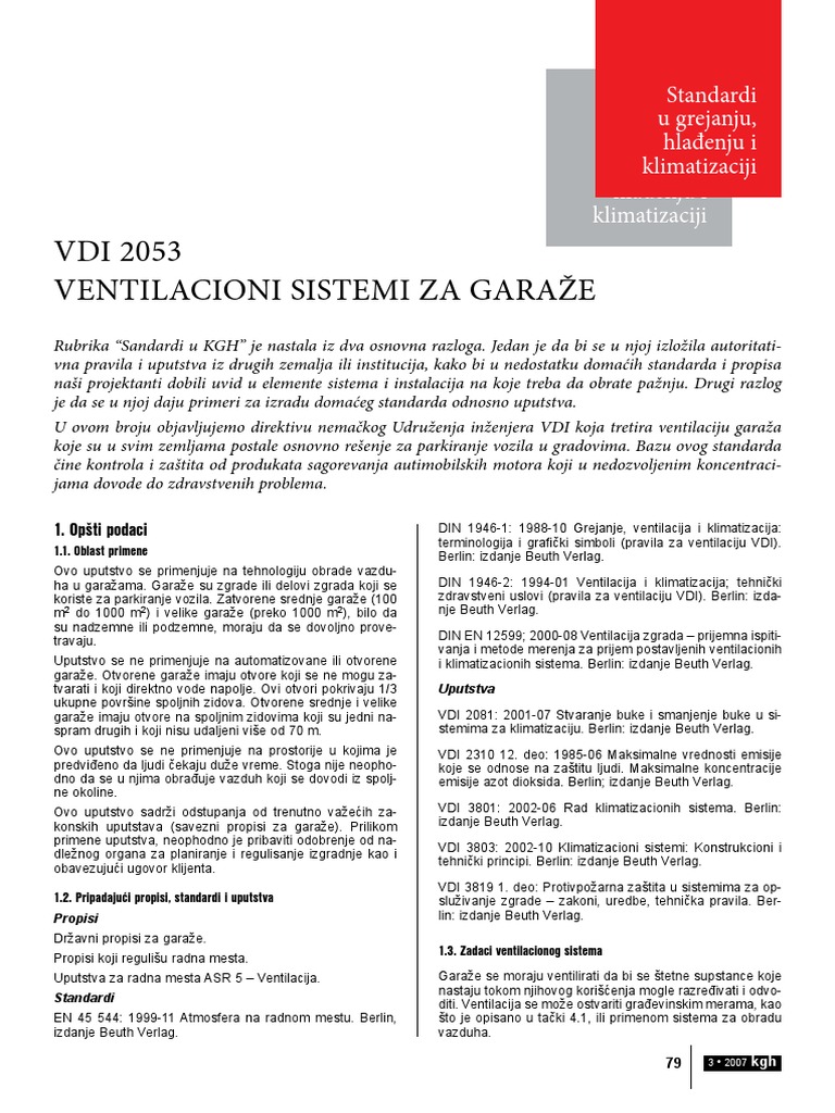 VDI 2053 Ventilacioni Sistemi Za Garaže | PDF