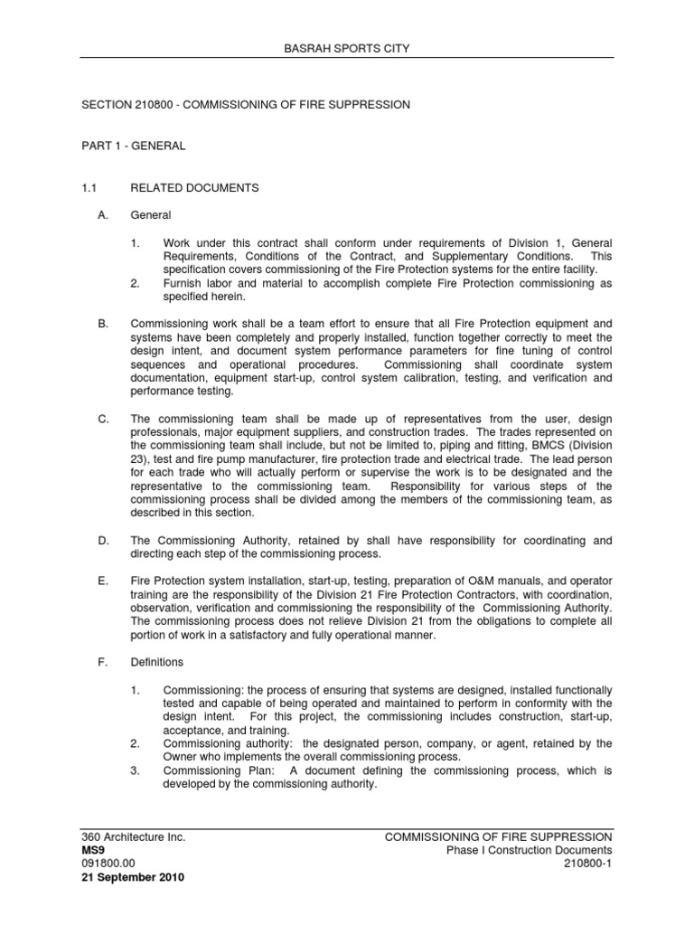 Commissioning Of Fire Protection Download Free Pdf Verification And