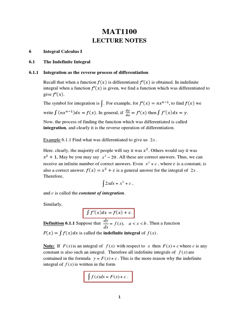 Integral Calculus I Overview | PDF | Integral | Derivative