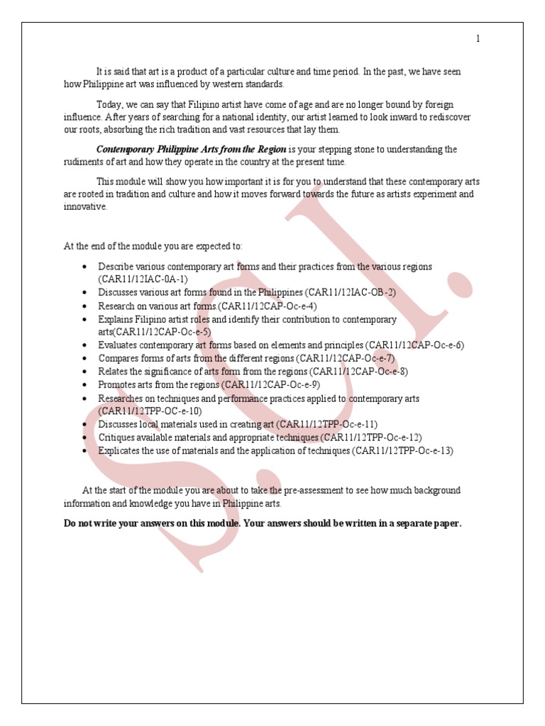 CPAR MODULE | Modern Art | Contemporary Art