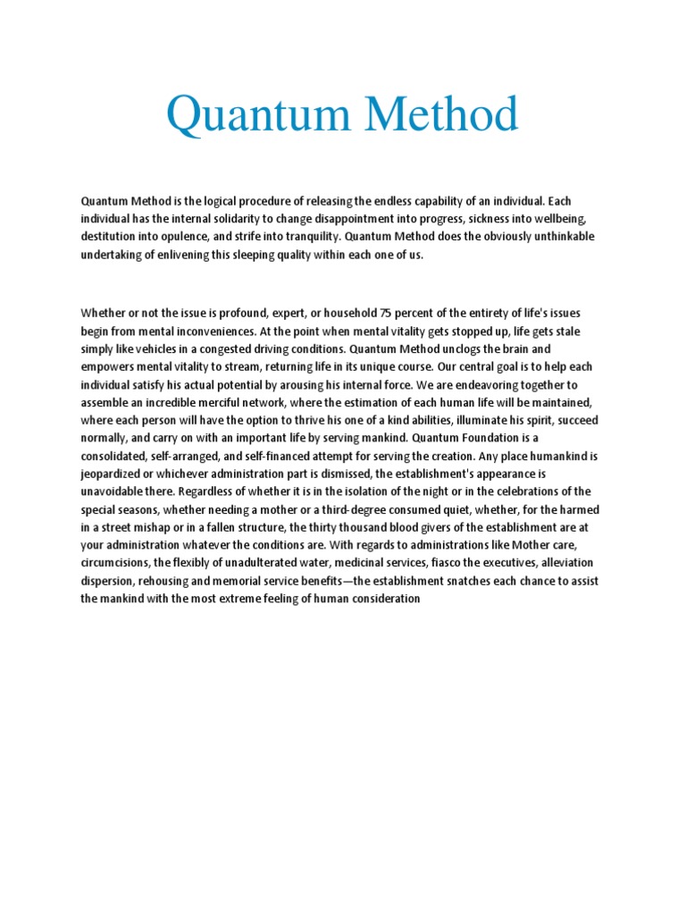 Quantum Method PDF | PDF | Meditation | Mind