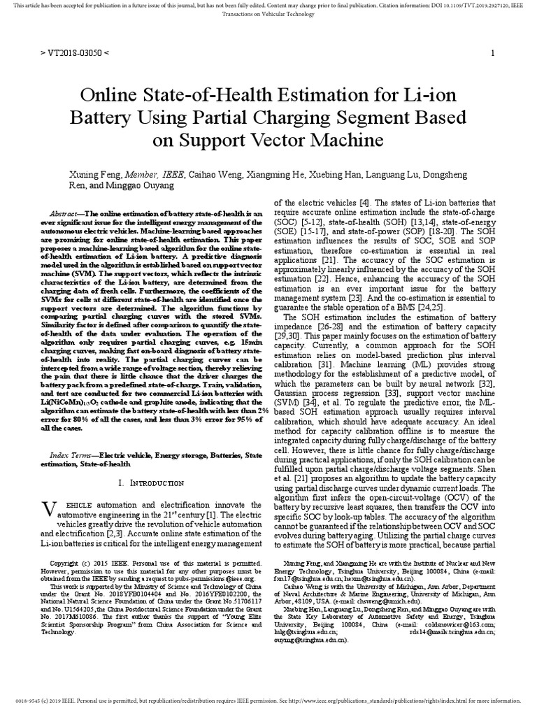 Online State-of-Health Estimation For Li-Ion Battery Using Partial Charging Segment Based On ...