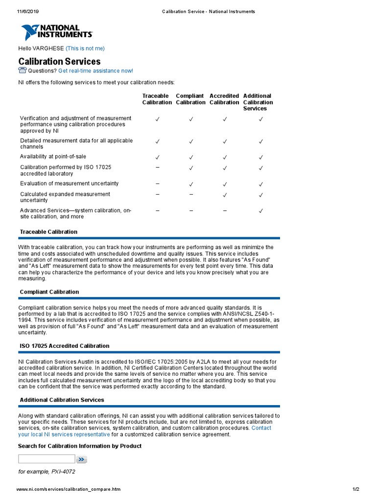 Calibration Details With Sample Certificate and Website Links | PDF ...