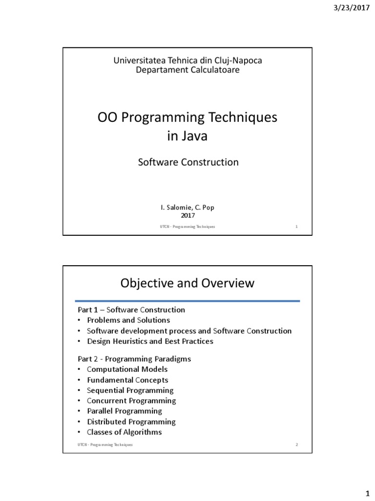OO Programming Techniques in Java: Objective and Overview | Download Free PDF | Parallel ...