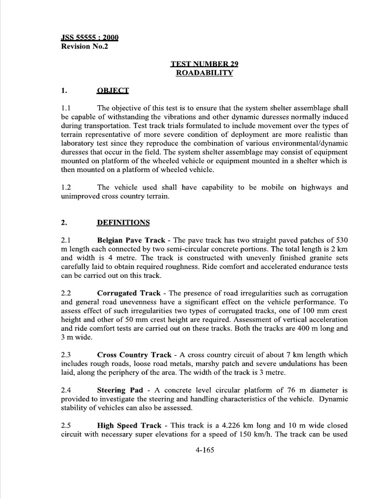 Roadability Tests (JSS 55555) | PDF
