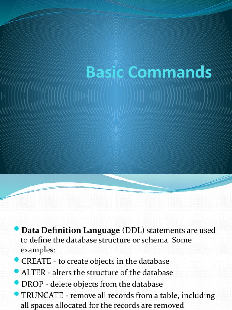 Basic Commands of SQL | PDF | Database Transaction | Data Model