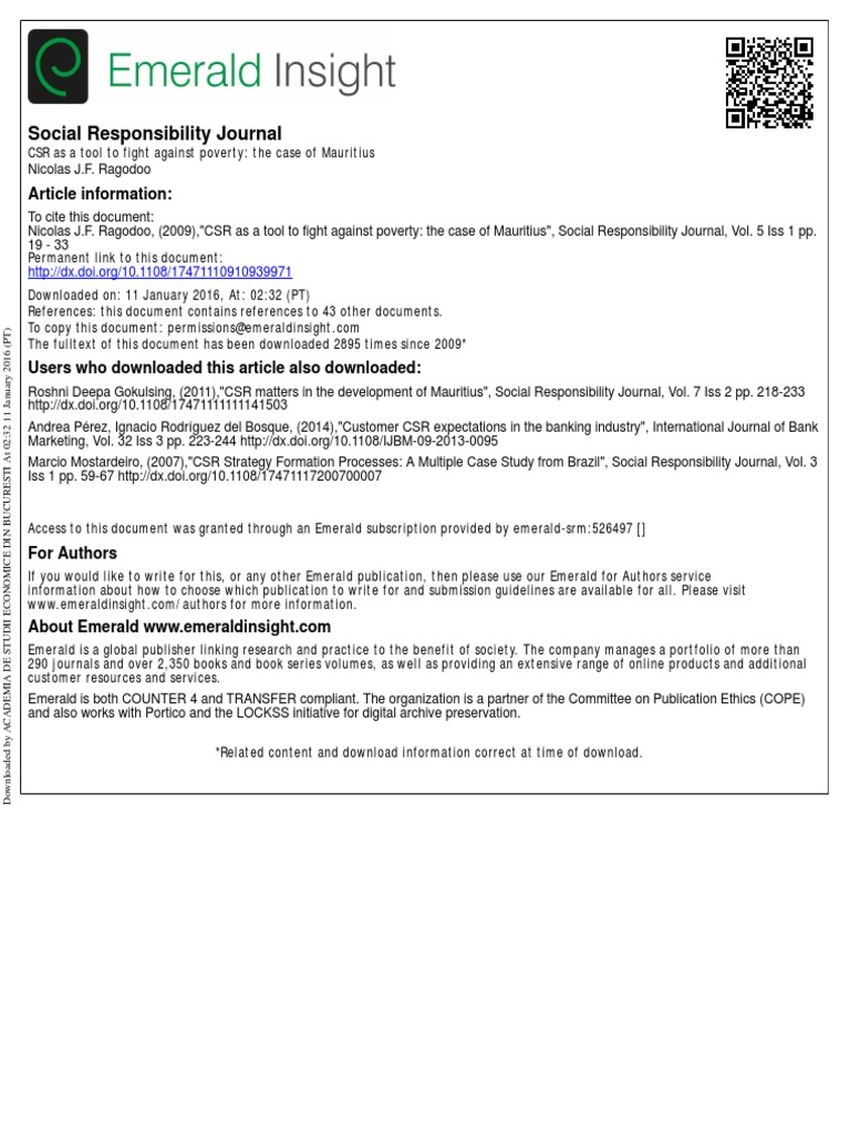 CSR's Role in Mauritius Poverty Fight | PDF | Corporate Social ...