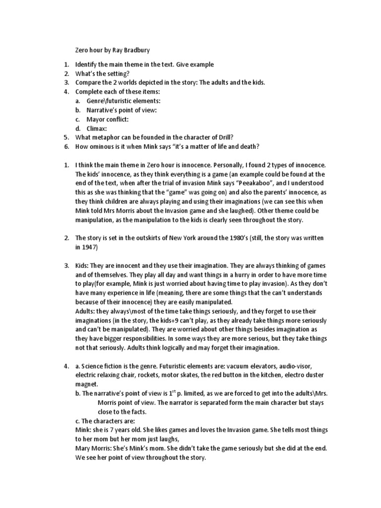 Zero Hour by Ray Bradbury PDF | PDF | Narration