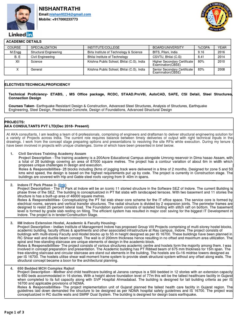 CV Nishant Rathi PDF | PDF | Deep Foundation | Structural Engineering