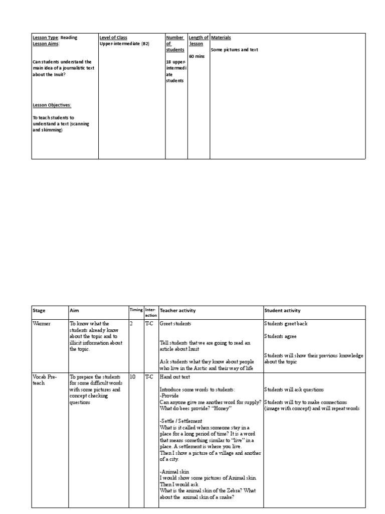 Lesson Plan Template | PDF | Inuit | Semiotics