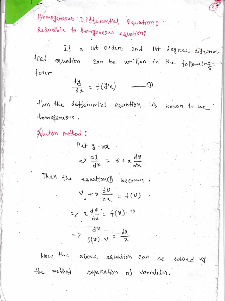 Homogeneous Differential Equations PDF | PDF
