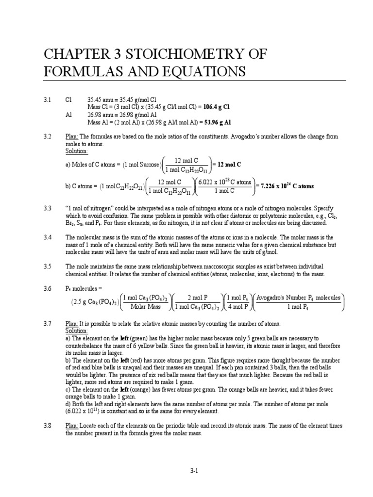 Stoichiometry of Formulas and Equations | PDF | Molecular Mass | Mole (Unit)