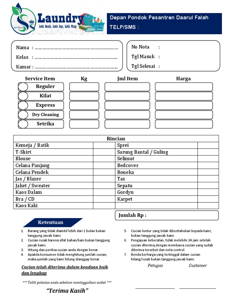 Kwitansi Laundry | PDF