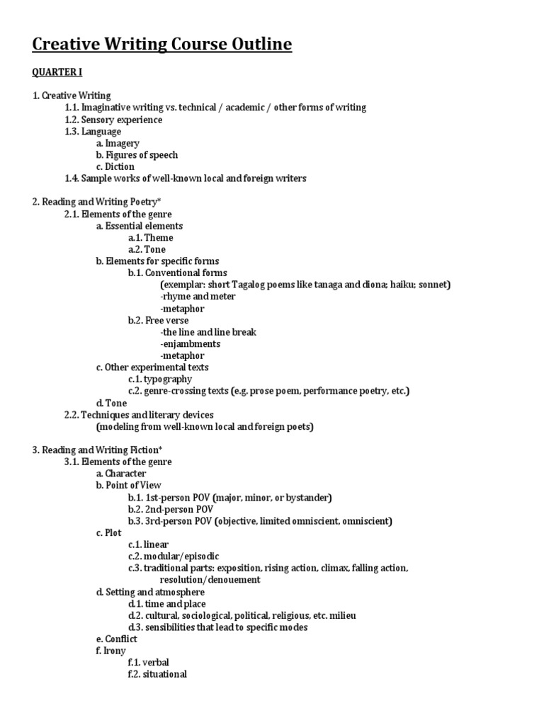 Creative Writing Course Outline | PDF | Poetry | Narration