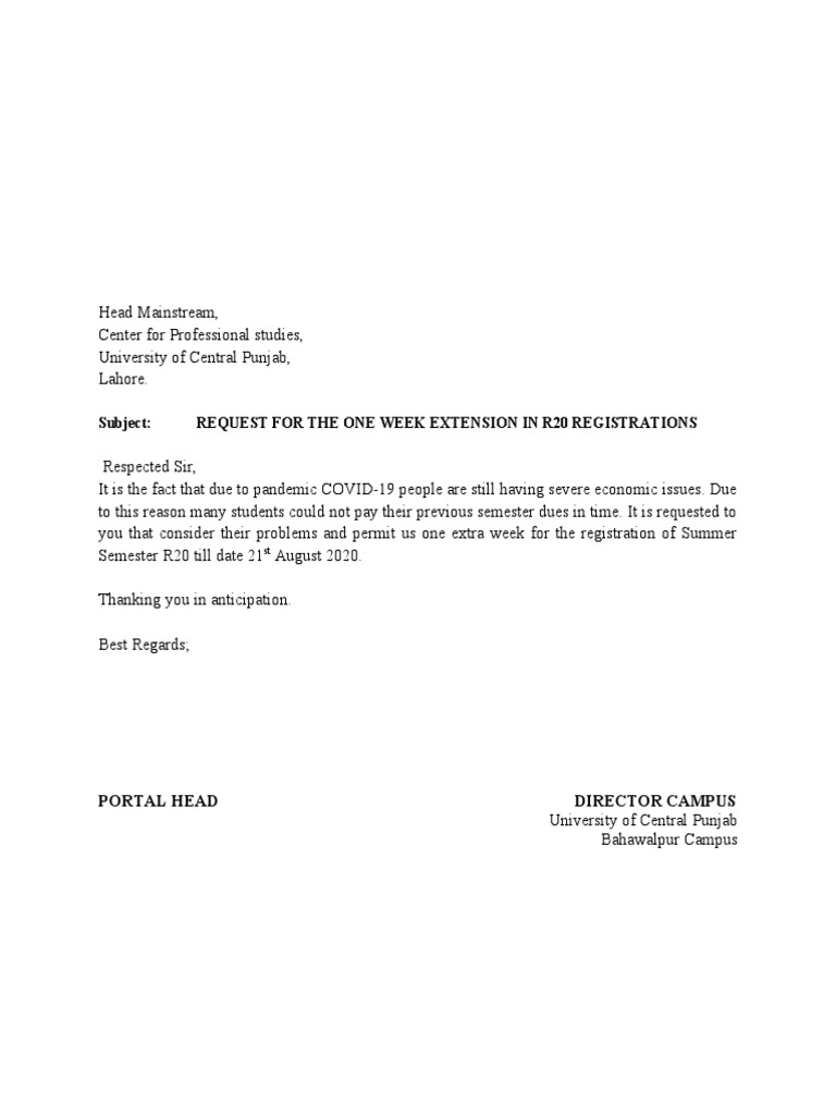 Letter For Extension | PDF