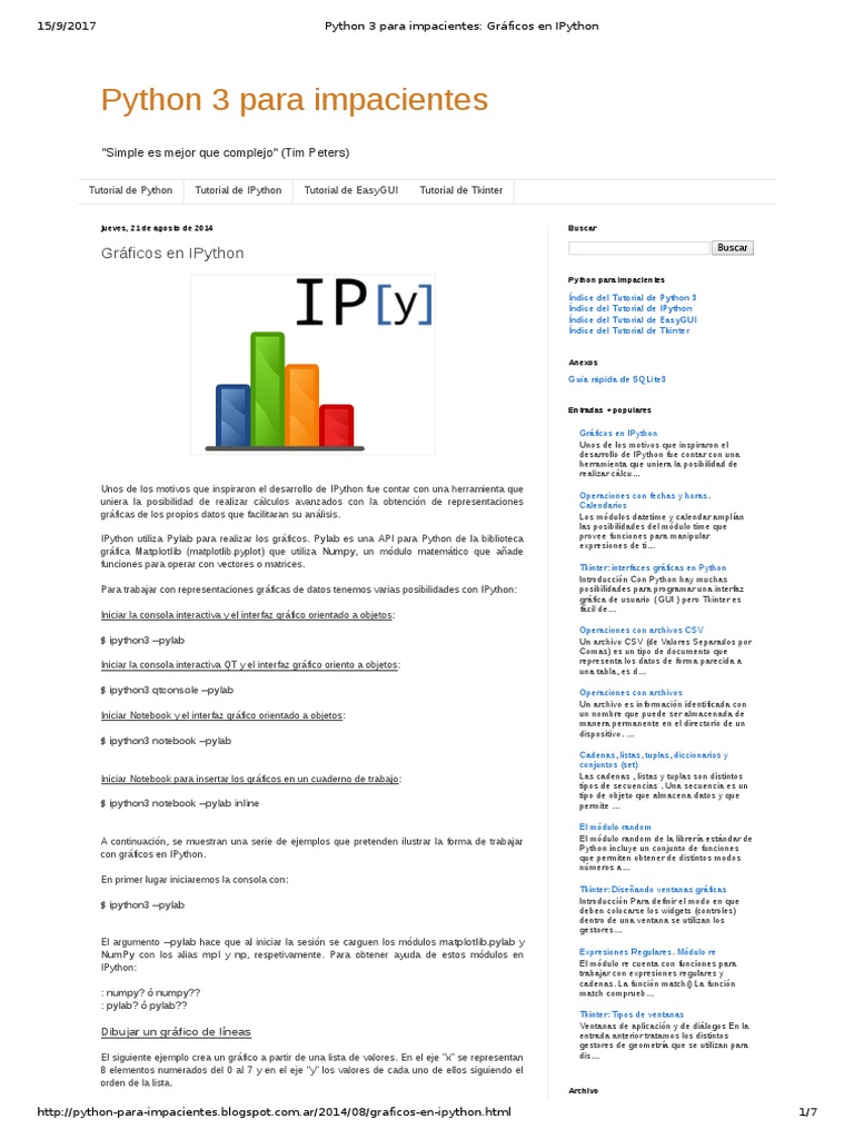 Python 3 para Impacientes - Gráficos en IPython PDF | Descargar gratis ...