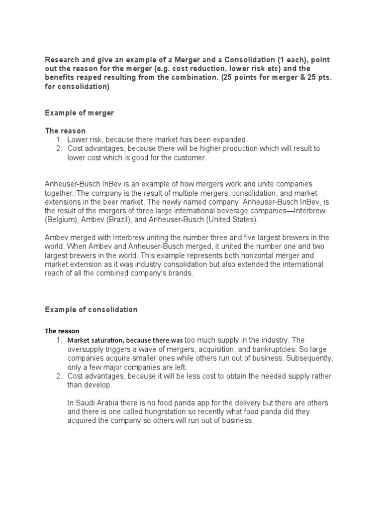 Merger and Consolidation | PDF