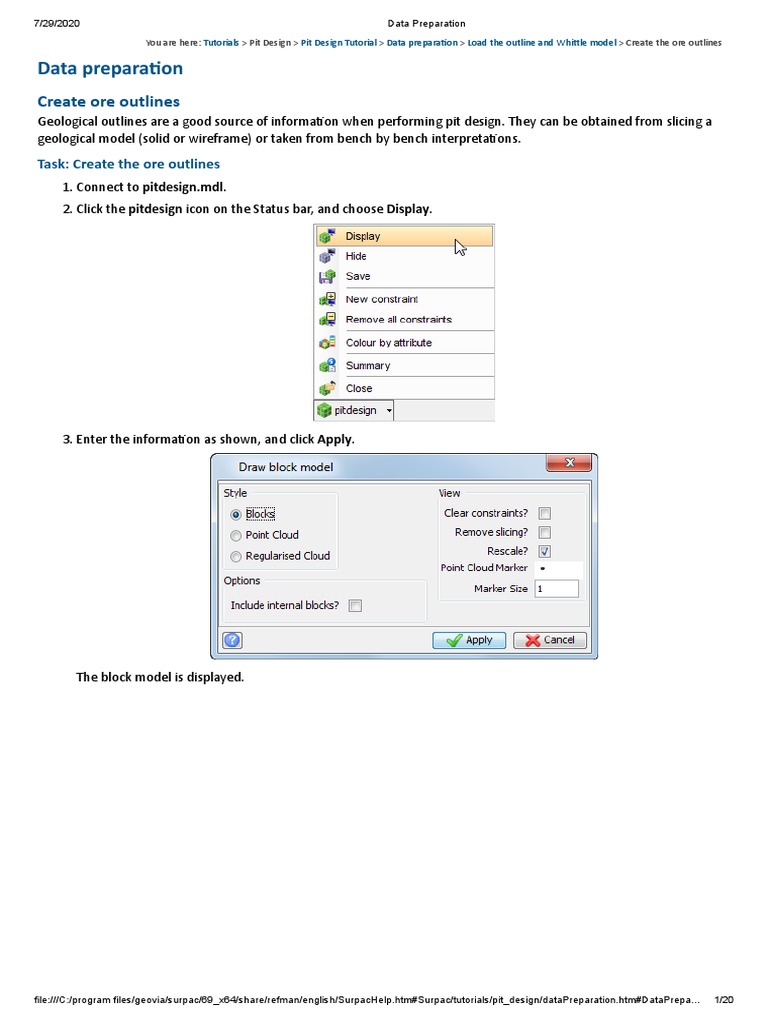 Surpac Tutorial - Pit Design - Block Modelling | PDF | Icon (Computing ...