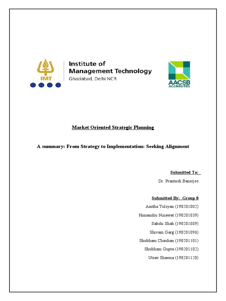 MOSP - Sec C - Submission 10 - Group 8 | PDF | Goal | Leadership