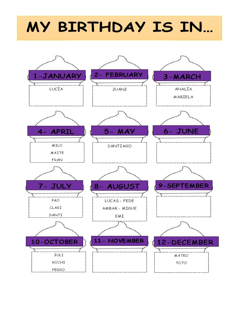 Birthday Cupcake Calendar | PDF