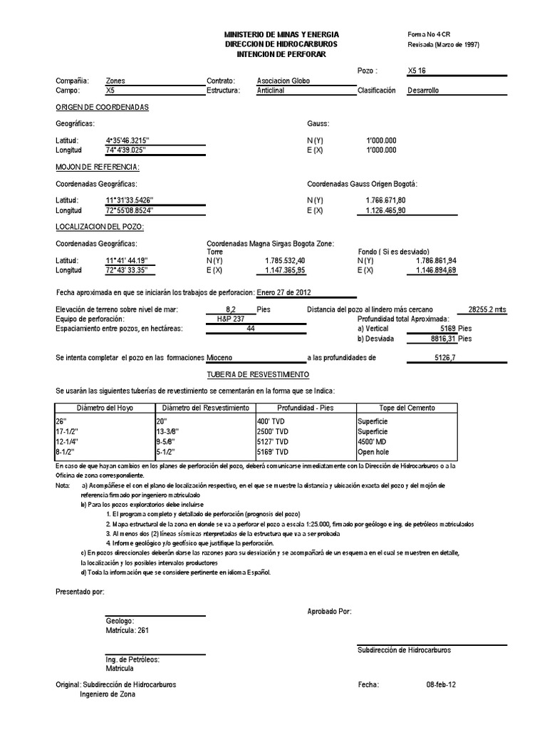 Forma 4CR PDF | PDF | Geología | Ciencias de la Tierra
