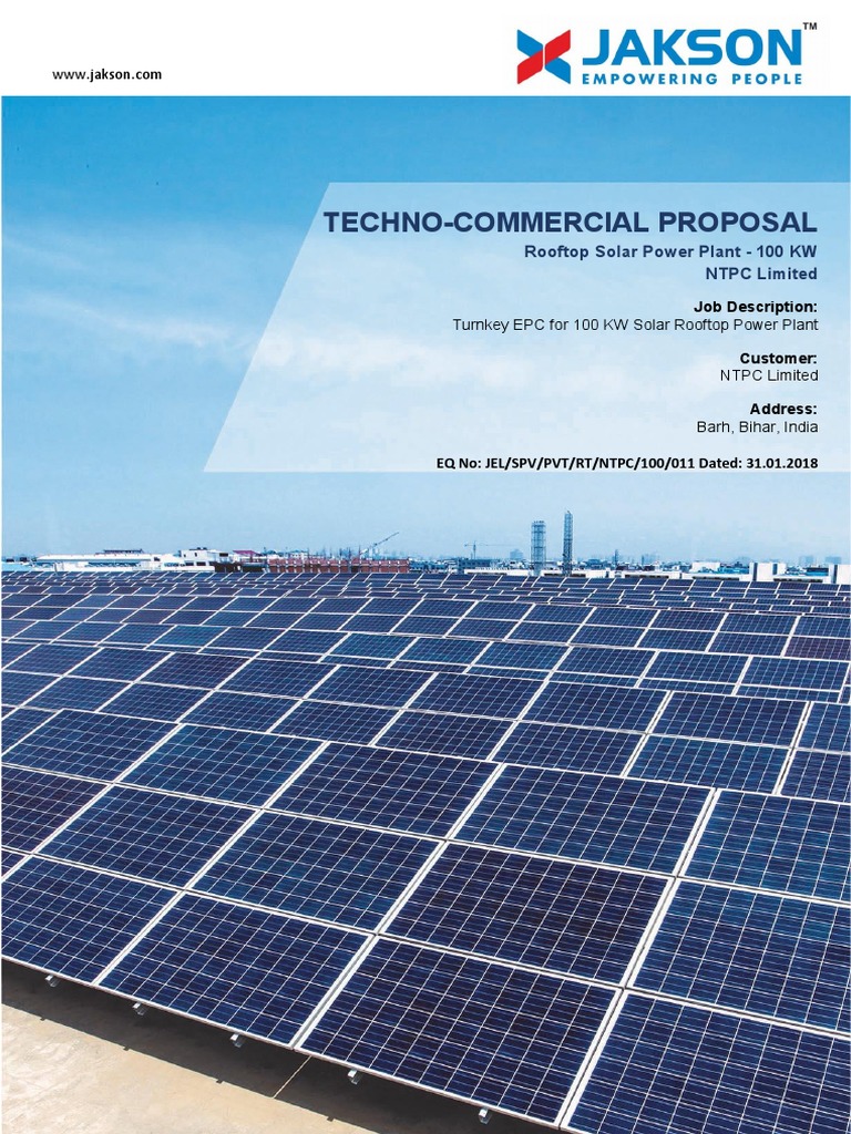 Turnkey EPC Proposal for 100 KW Rooftop Solar Power Plant | PDF ...