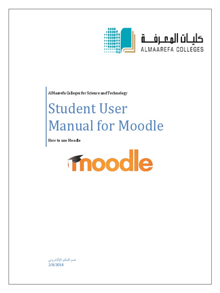 Student User Manual For Moodle: Almaarefa Colleges For Science and ...