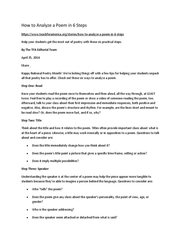 How To Analyze A Poem in 6 Steps | PDF | Poetry | Human Communication