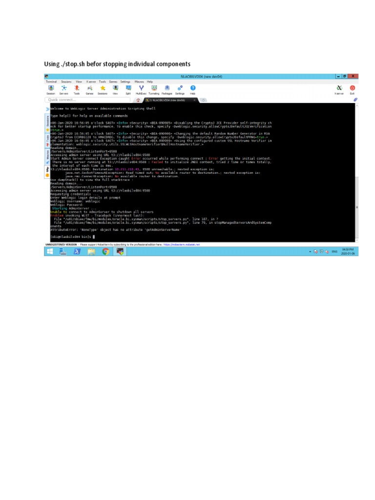 Using ./stop - SH Befor Stopping Individual Components | PDF
