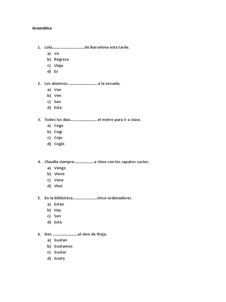 Prueba de Gramática Todos Los Niveles 1 | PDF | Hogar, jardinería y ...