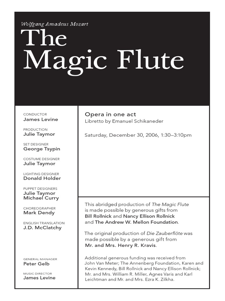 Magic Flute: Wolfgang Amadeus Mozart | PDF | Opera | Vocal Music